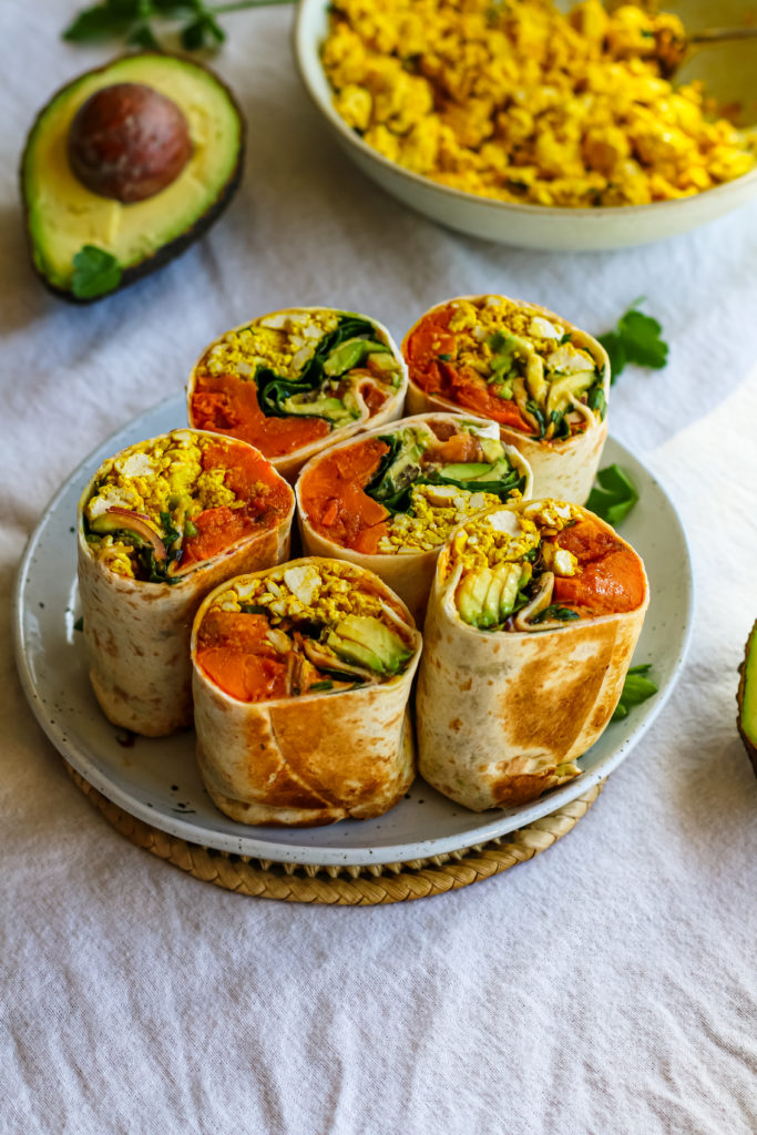 Breakfast Burrito w Avocado, Sweet Potato & Scrambled Tofu - The Avo Tree