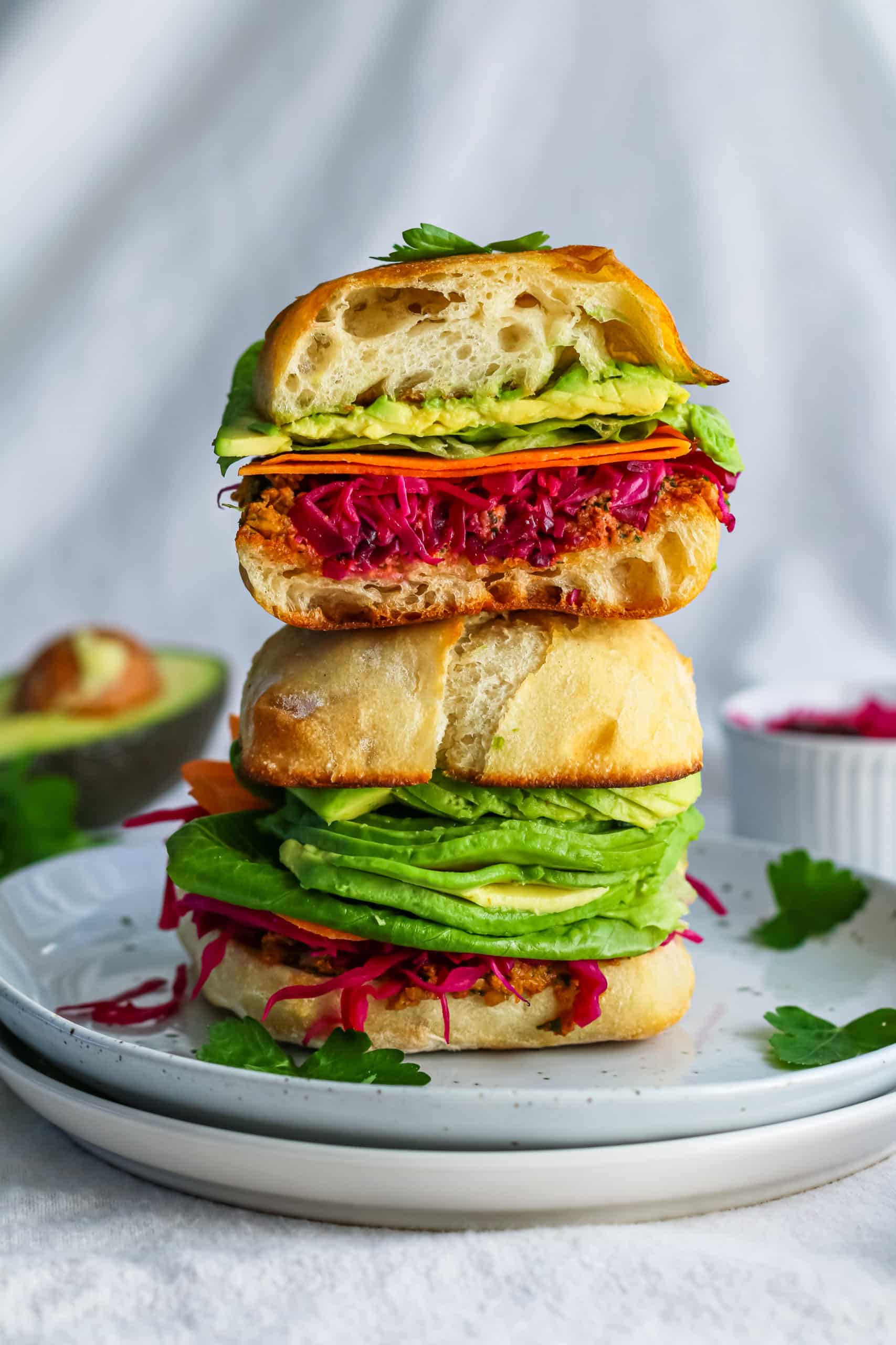 Avocado Sandwich w Sun-Dried Tomato Pesto & Pickled Cabbage - The Avo Tree
