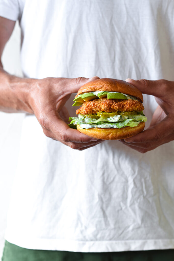 Crunchy Panko Chicken Burgers w Herby Mayo - The Avo Tree